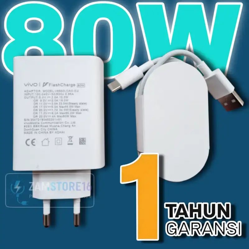 Promo [ Asli ] Charger + Kabel Data vivo 80w / 80watt Port USB Type C ...