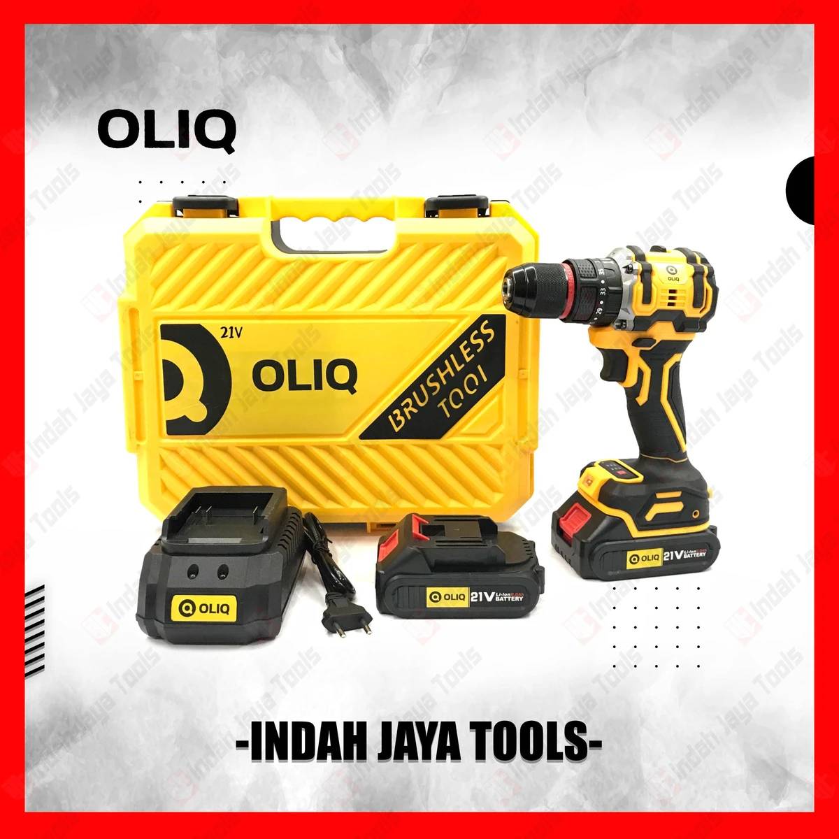 Jual Oliq Bor Cordless 21v Baterai Impact Drill Besi Kayu Brushless ...