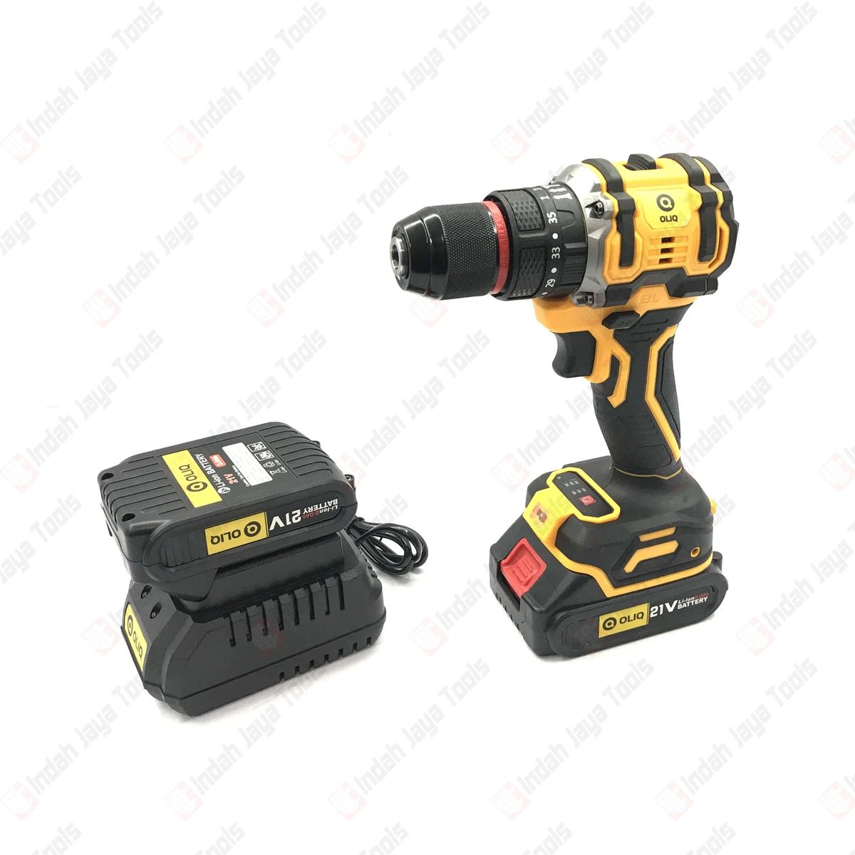 Jual Oliq Bor Cordless 21v Baterai Impact Drill Besi Kayu Brushless ...