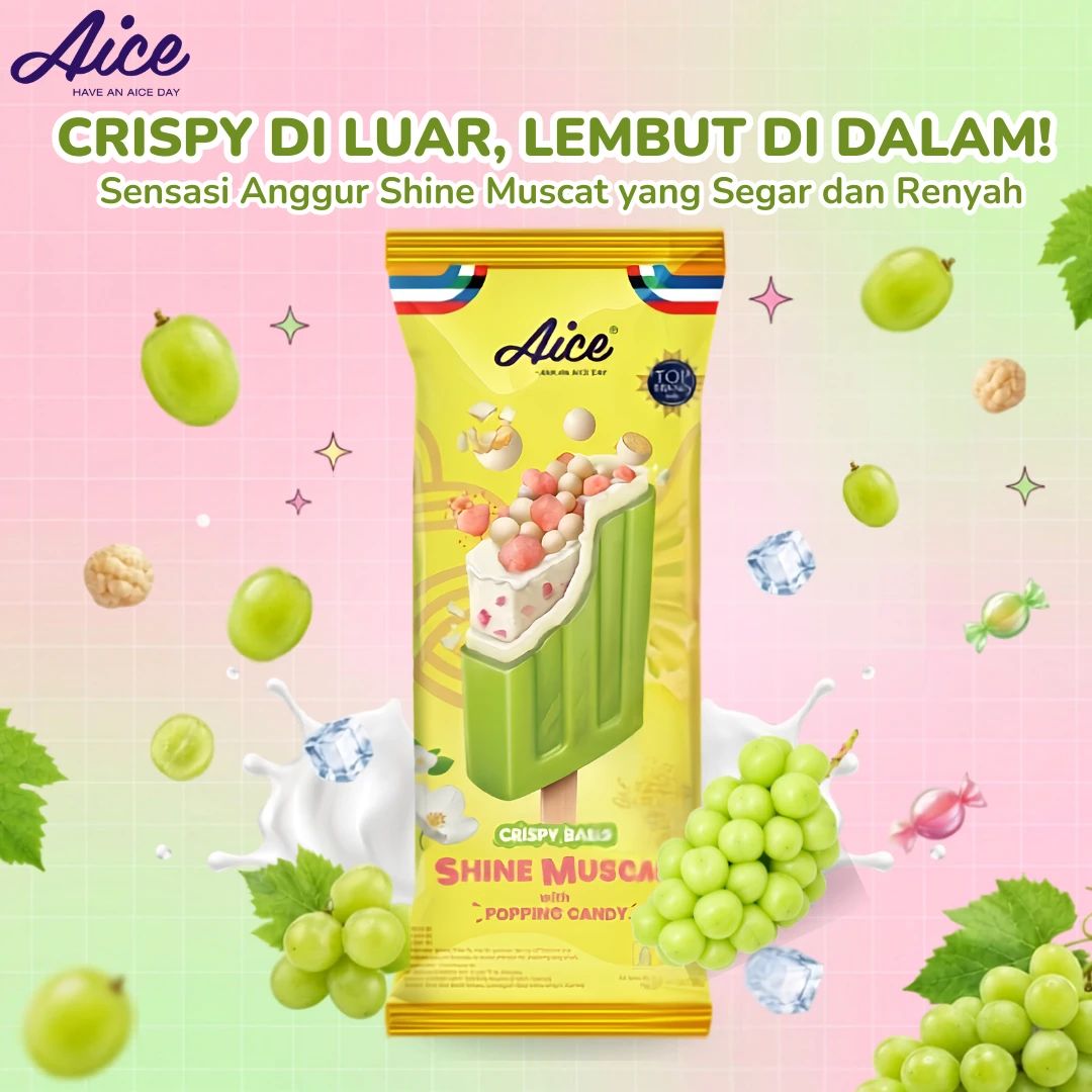 Promo Aice Crispy Ball Shine Muscat Pop Ice, Rasa Anggur Segar, Crispy ...
