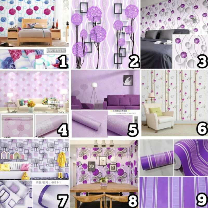 Promo Wallpaper Sticker Dinding Ukuran 45 Cm X 10 M Tema Berwarna Ungu