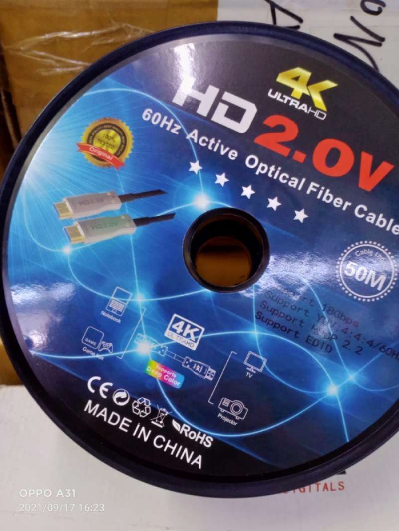 Promo KABEL HDMI 50M OPTIC V.2.0 ULTRA HD 4K HDMI 50 METER OPTICAL ...