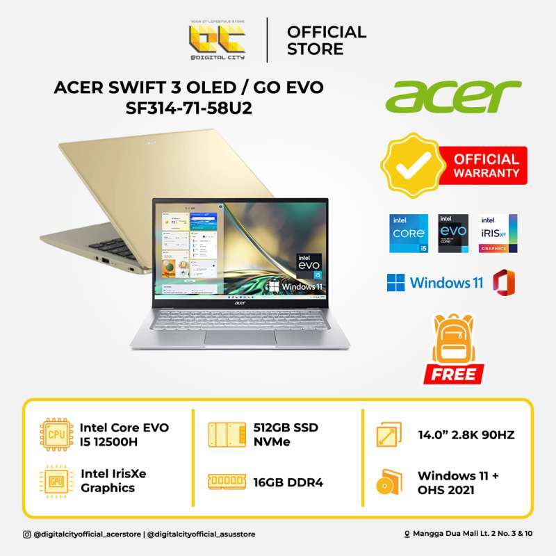 Jual ACER SWIFT 3 OLED / GO EVO SF314-71-58U2 di Seller Digital City - Mangga Dua Selatan, Kota ...