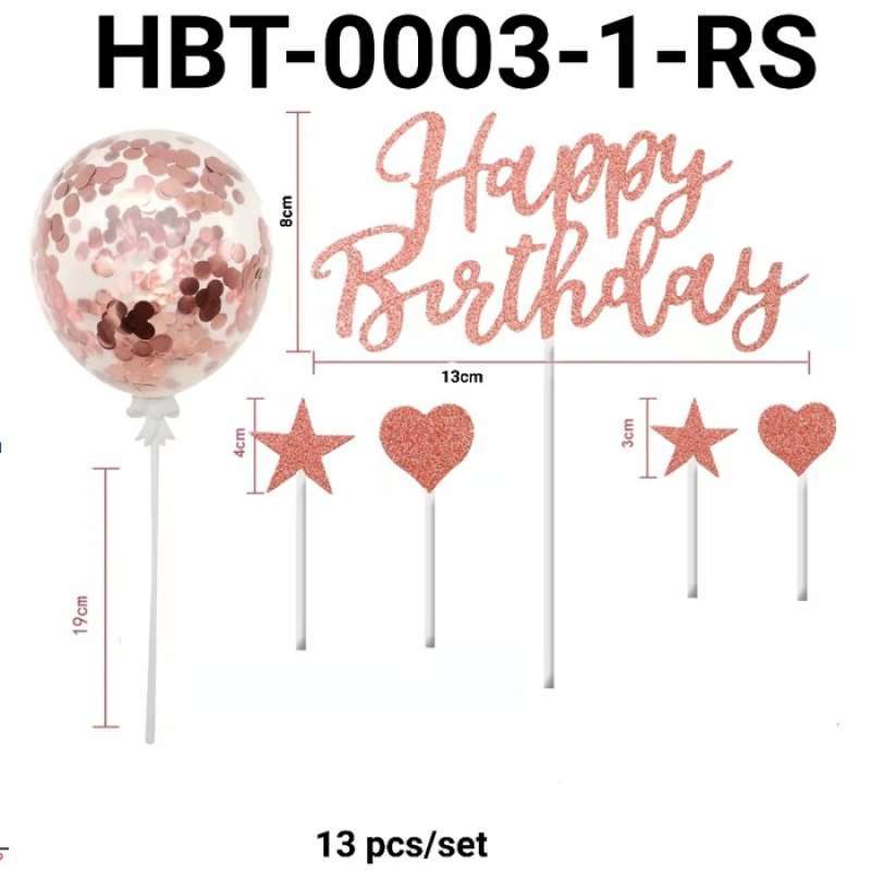 Jual GR-HBT-0003 Cake topper hiasan kue kertas happy birthday balon di Seller SBY_store ...