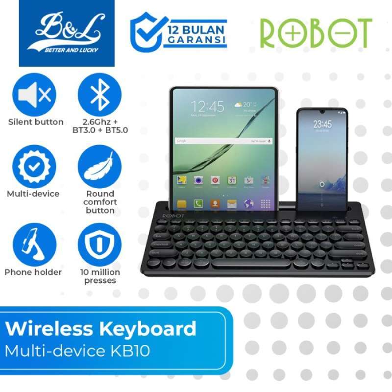 Jual Robot Wireless Keyboard Multi-device Connection 2.4ghz Bt5.0 Kb10 Di Seller Hapee Shop ...