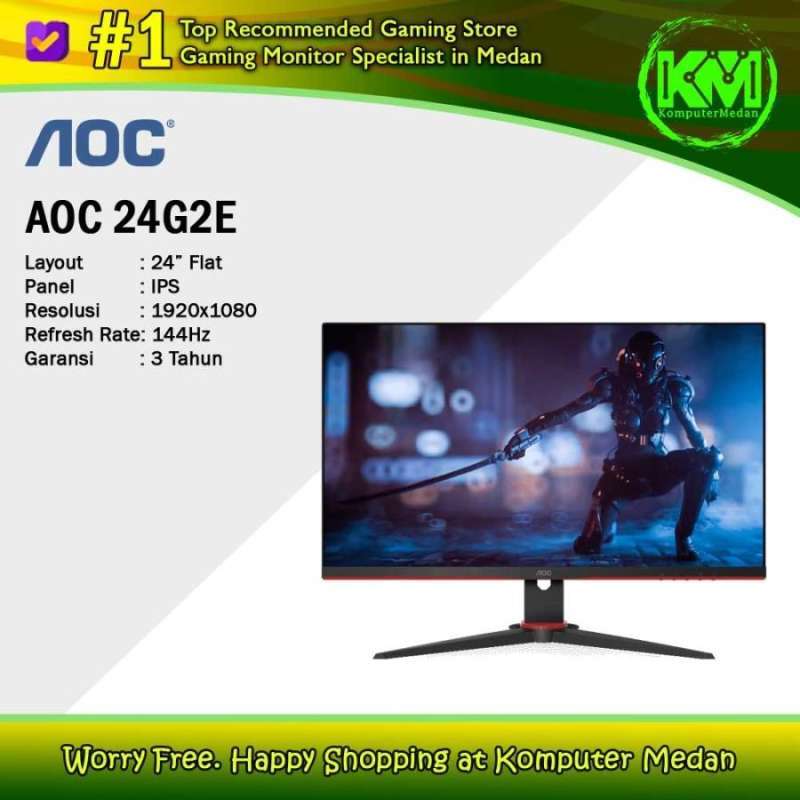 Jual AOC 24G2E (23.8/FHD/1ms MPRT/144hz/IPS Panel/Freesync/Frameless ...