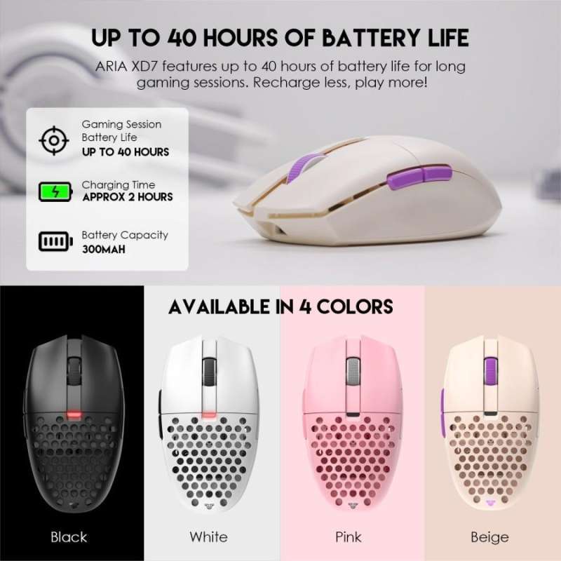 Jual Mouse Gaming WIRELESS & BLUETOOTH Fantech XD7 ARIA (BEIGE/PINK) di ...