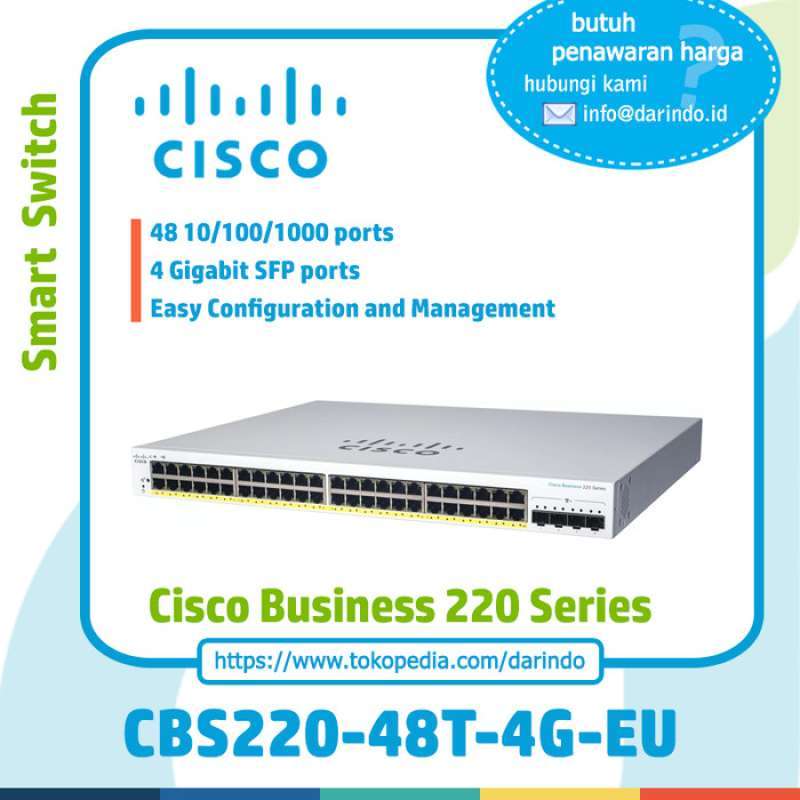 Promo Cisco Business 220 Series Smart Switch Cbs220-48t-4g-eu 48-port Ge Diskon 23% Di Seller ...