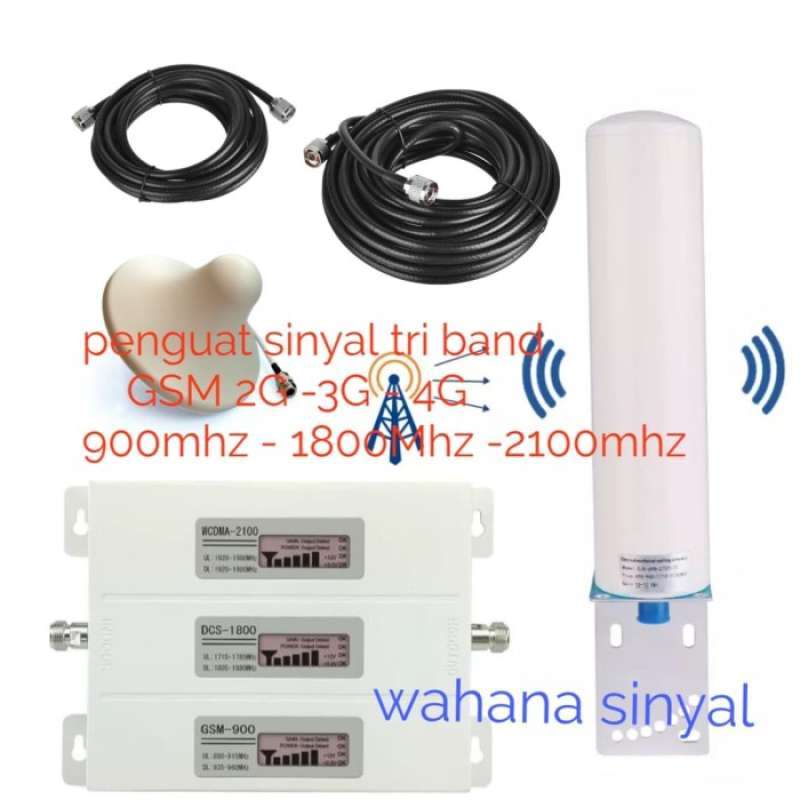 Promo penguat sinyal repeater gsm tri band 900/1800/2100 mhz 2G-3G-4G. Diskon 23% di Seller ...