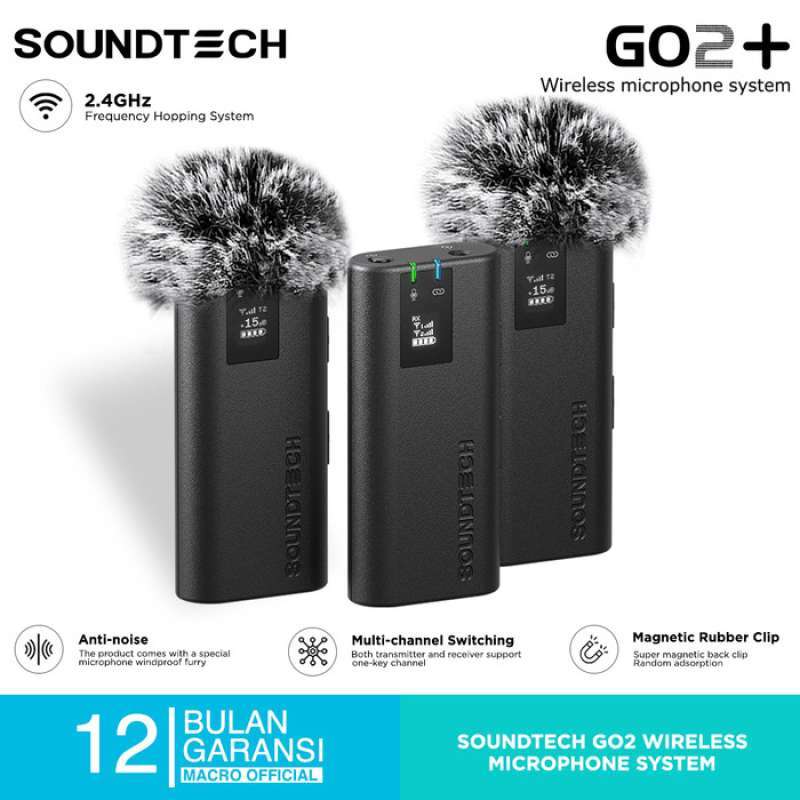 Promo Soundtech Go2+ Wireless Microphone System 2.4Ghz Digital Display ...