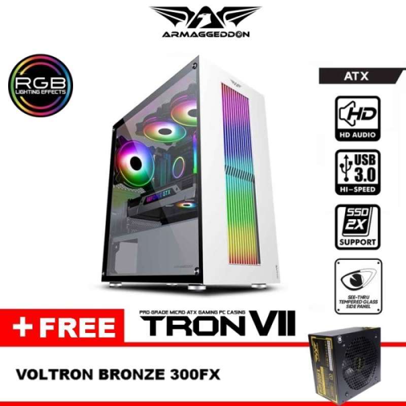 Promo Tron VII ATX Gaming PC Case with Tempered Glass Side Panel Diskon ...