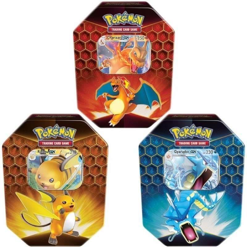 Jual New 3 Tin Set Pokemon Hidden Fate Tin Charizard Raichu Gyarados U ...