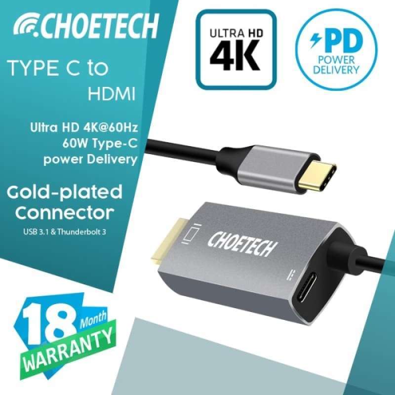 Promo Usb3.1 Type c to hdmi with pd 60w mhl cable 1.8m choetech 4k xch ...