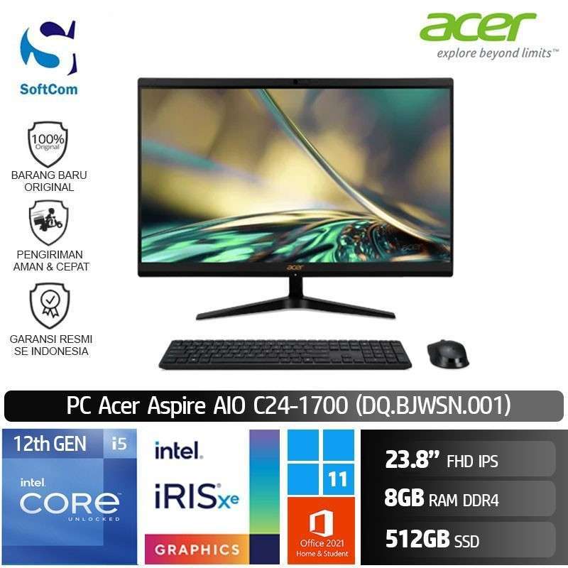 Promo Pc Acer Aspire Aio C24 1700 Desktop Pc [core I5-1235u/8gb/512gb ...