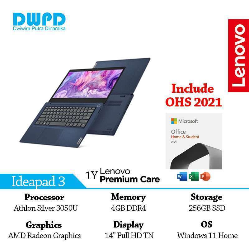 Jual Lenovo Ideapad Slim 3 AMD Athlon Silver 3050U 4GB 256GB Windows 11 ...