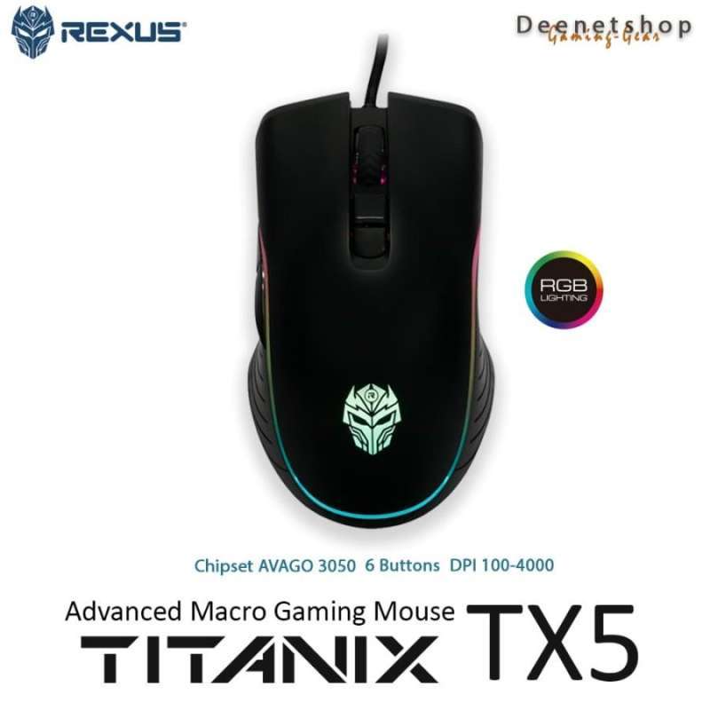 Jual Rexus Titanix TX5 - Advanced Macro Gaming Mouse 6 Button RGB LED ...