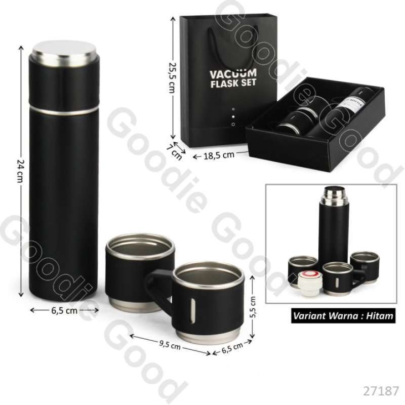 Jual 27187 - Termos Stainless 500 ml Tutup Bisa Jadi Gelas + 2 Gelas ...