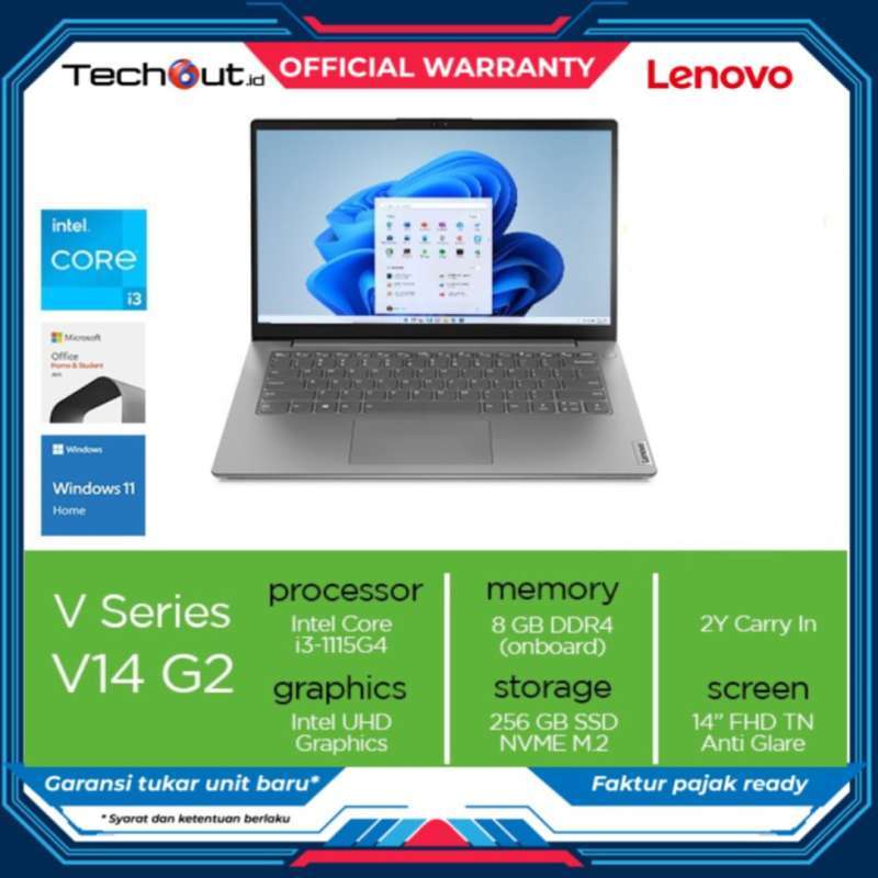 Jual Lenovo V14 G2 ITL Core i3-1115G4 8 GB 256 GB W11 + OHS di Seller ...