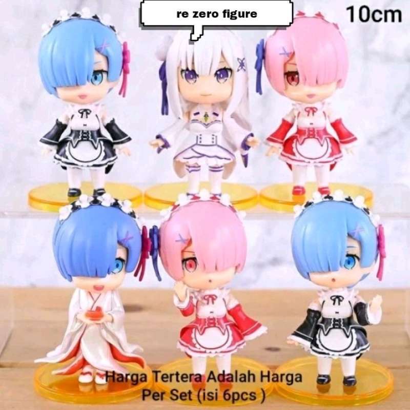 Jual Re Zero Hajimeru Isekai Seikatsu Chibi Mini Action Figure Set 6pcs ...