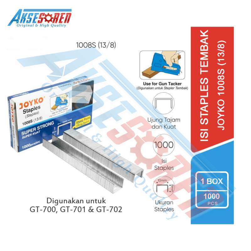 Jual Isi Staples Tembak Joyko 13/8 [1008s/ 1 Box] / Refill Steples Jok ...