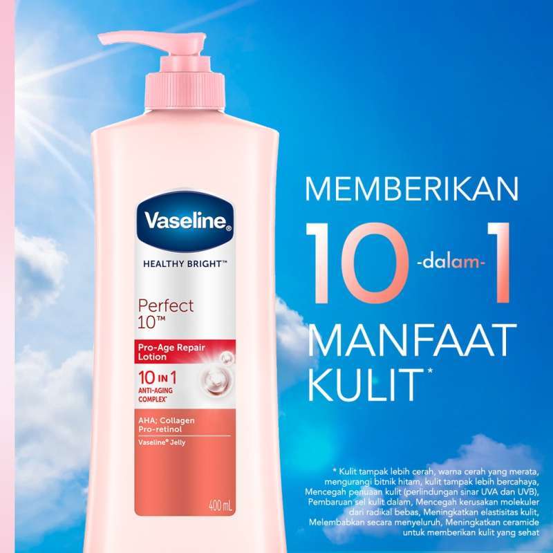 Jual Vaseline Healthy bright perfect 10 Pro-Age Repair Lotion 400ml di Seller Warung Haki ...
