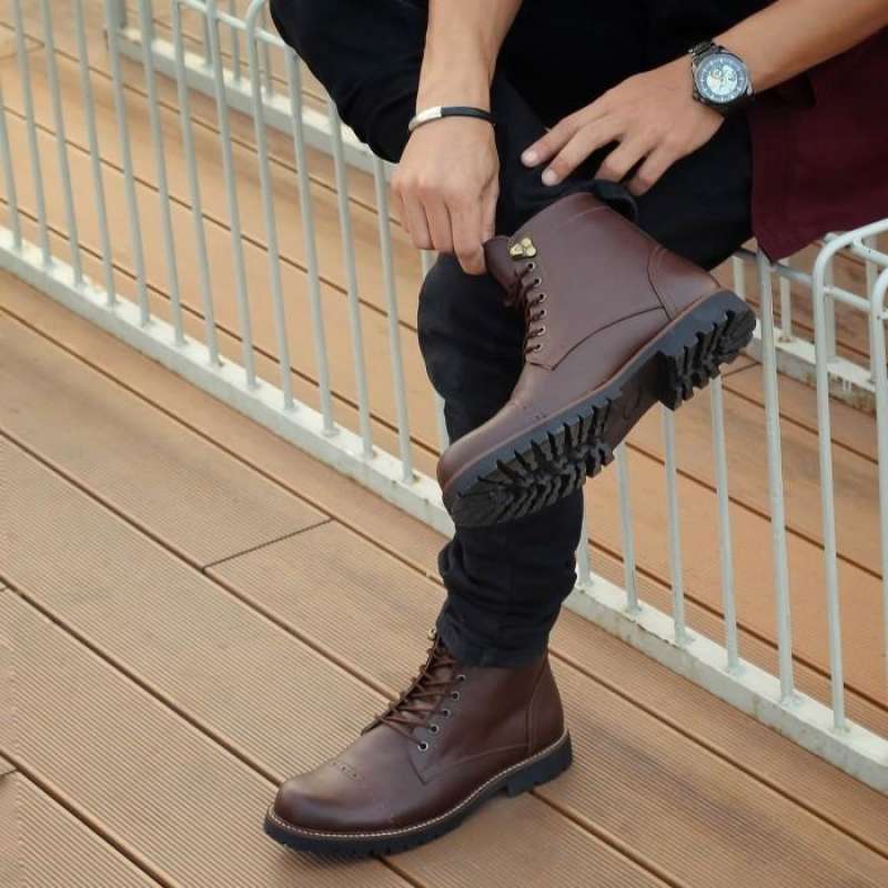 Jual Sepatu Safety Boots Kulit Asli Sultan X Reylman Arpegio Brown Di ...
