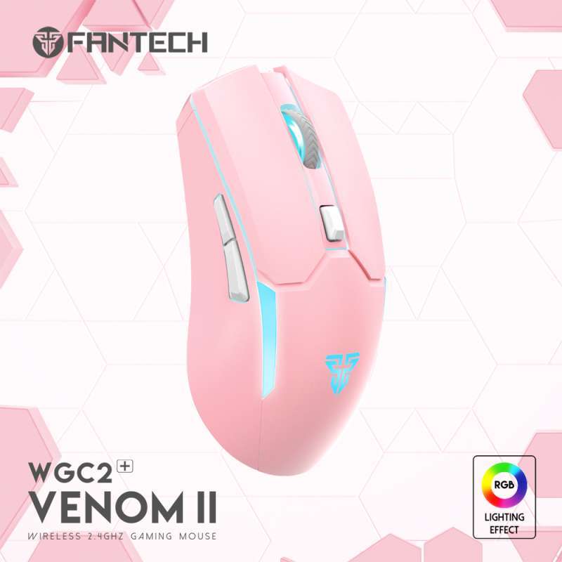 Promo Fantech Venom Ii Wgc2 Pink Wireless Mouse Gaming Diskon 37% Di ...