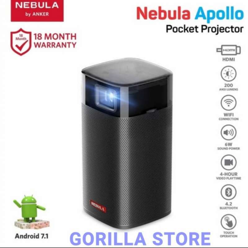 Promo Proyektor Mini Anker Nebula Apollo Black D2410G11 Diskon 2% di ...