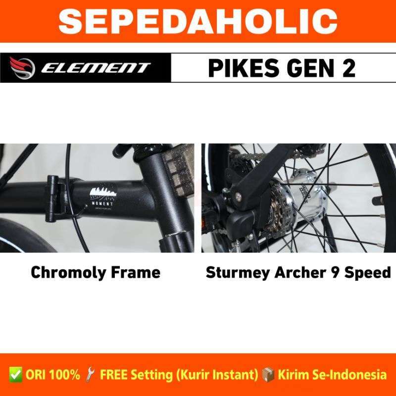 Promo Sepeda Lipat Element Pikes Gen 2 Vermont Sand Velg Carbon 16 Inch ...