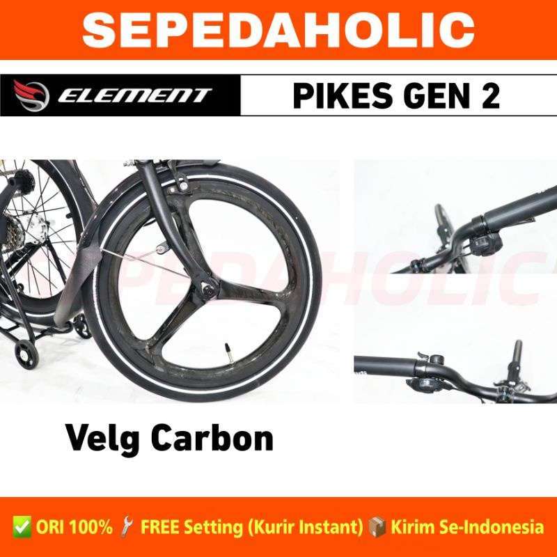 Promo Sepeda Lipat Element Pikes Gen 2 Vermont Sand Velg Carbon 16 Inch ...