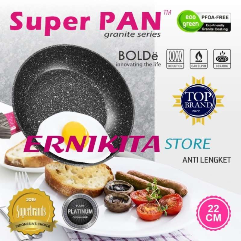 Promo SUPERPAN BOLDe FRY PAN 22 CM BLACK PINK GRANITE COATING Diskon 33 ...