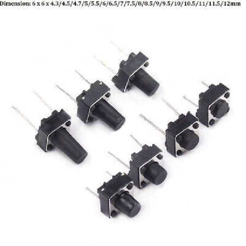 Jual Tact Switch 2 Pin 6x6 Mm Saklar Micro Push Button 2 Pin Kaki Di ...