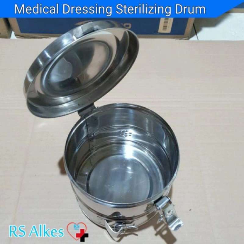 Jual Tromol Kasa 12 Cm Dressing Sterilizing Sterilisator Drum 12 Cm ...