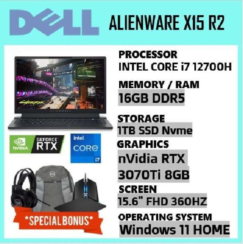 Jual Alienware X15 R2 Intel core i7 12700H 16GB DDR5 RTX 3070 Ti 8GB 360Hz - 1TB SSD + NEW di ...