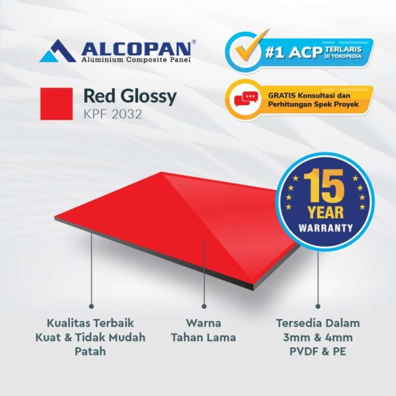 Promo ACP Alcopan Red Glossy PVDF outdoor 4mm aluminium composite panel ...