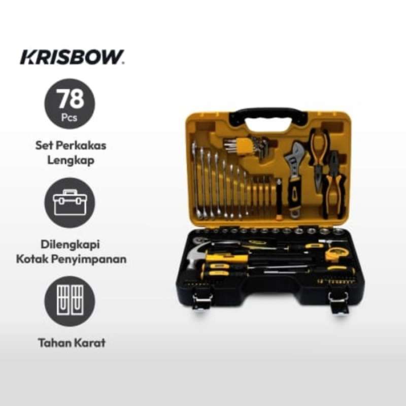 Promo Krisbow set perkakas tool kit handtools tool mekanik 78 pcs ...