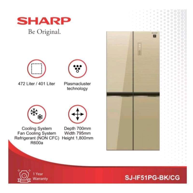 Promo Kulkas Side By Side Sharp Sj-if51pg-cg Plasmacluster Inverter Gold Temperred Diskon 13% Di ...