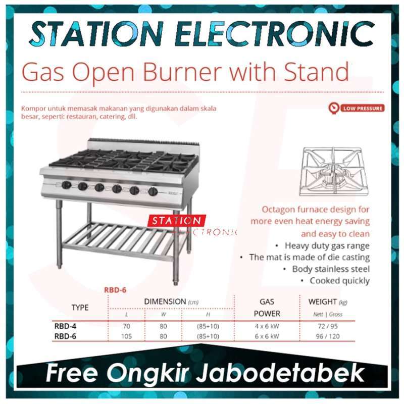 Promo Getra Rbd-6 Standar Resto Rbd6 Open Burner Kompor 6 Tungku Diskon ...