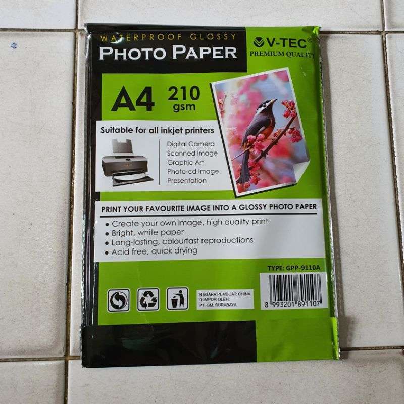 Jual Kertas Glossy Photo A4 210gsm V-tec Di Seller Ju_mon - 15 Ilir ...