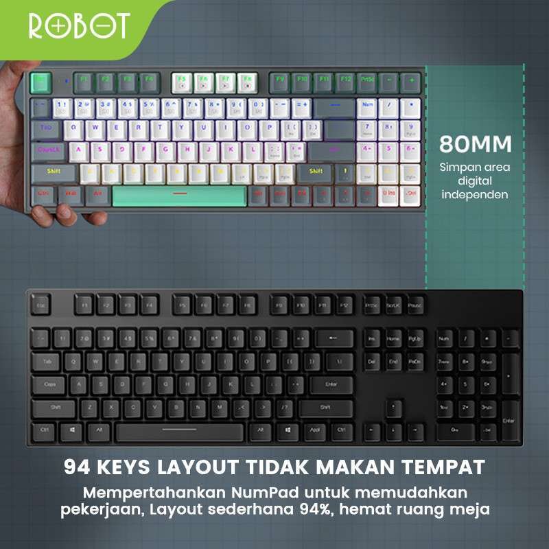 Jual Robot Workmate Ii Mechanical Wired Keyboard Gaming 94 Keys Pbt ...
