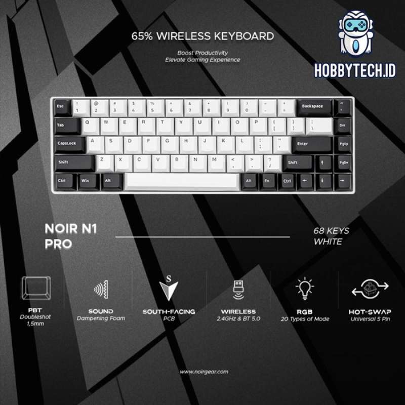 Promo NOIR N1 Pro White - 65% Wireless Mechanical Keyboard ...