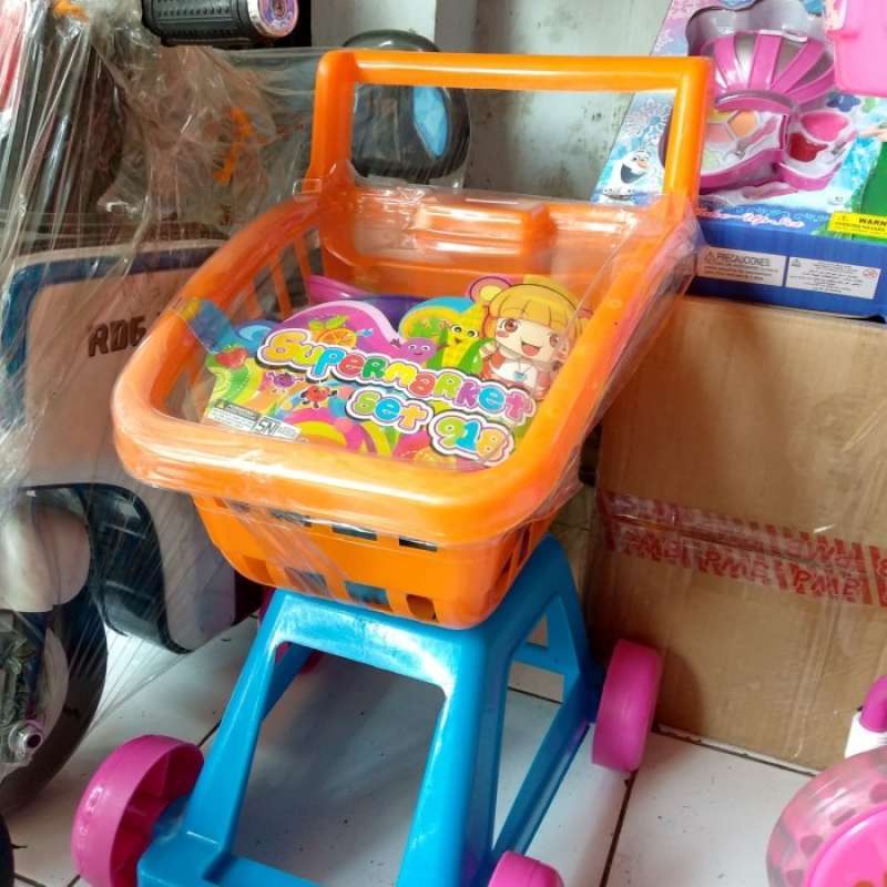 Promo mainan trolley troli dorong supermarket/kitchen set/masak masakan ...