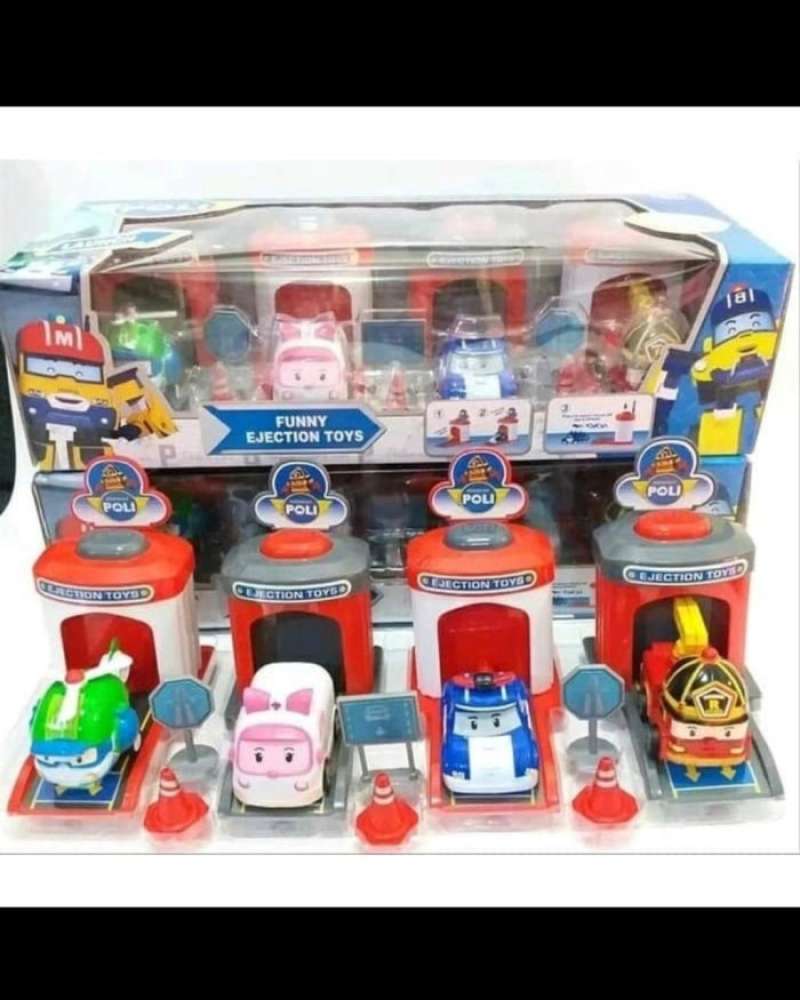 Promo Parking Garage Robocar Poli Amber Roy Poly Rumah Ejection Mainan ...