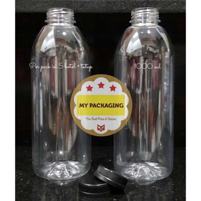 Jual Botol Plastik Kale 1 Liter + Tutup Putih (harga Per Pack Isi 5 ...