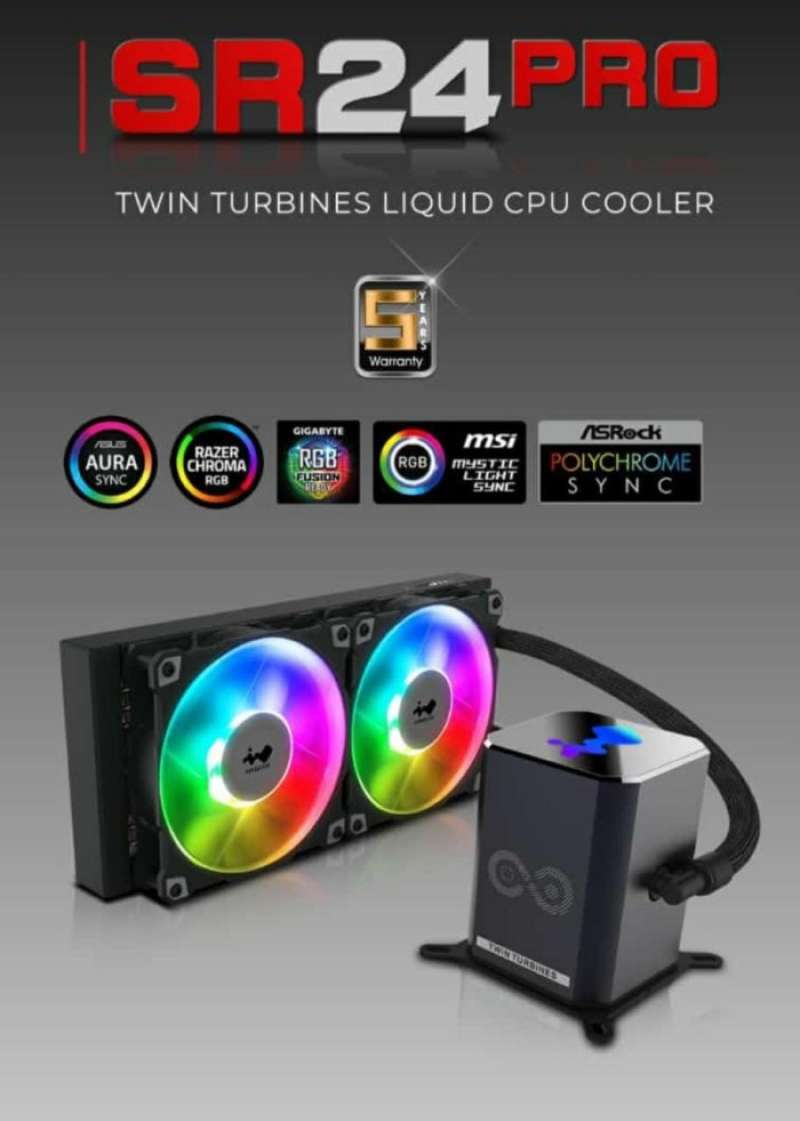 Promo InWin SR24PRO 240mm ARGB AIO Twin Turbine Liquid CPU Radiator ...