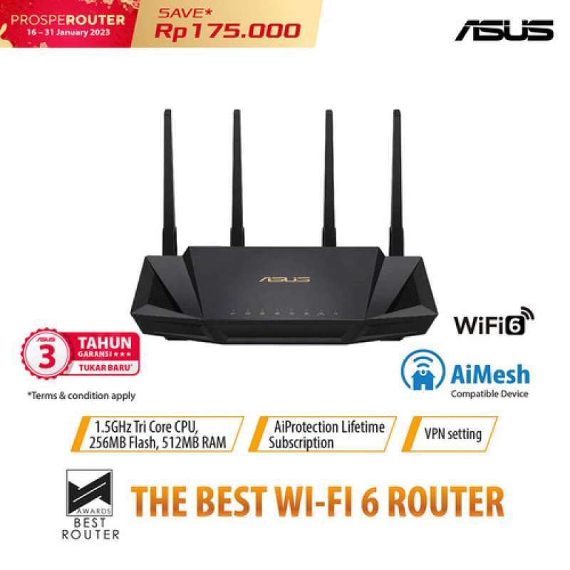 Jual Asus Rt-ax3000 Dual Band Wifi 6 Wireless Router With Aimesh Di ...