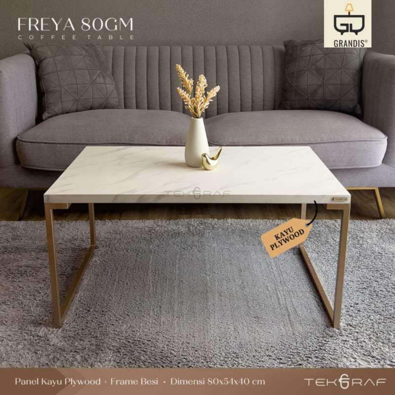 Jual Tekgraf Freya 80 GM Meja Tamu Marble Coffee Table Kayu Kaki Besi ...