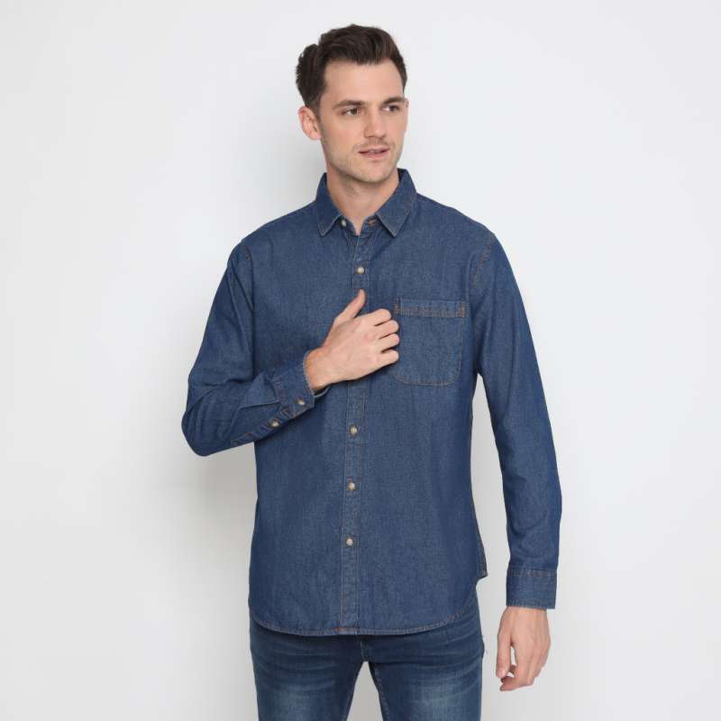 Jual Baju Kemeja Pria Warna Biru Denim Model Terbaru - Harga Promo Juli ...