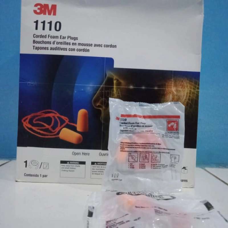 Promo Sumbat telinga - EarPlug 1110 3M Orange Tali 1box isi 100 pasang ...