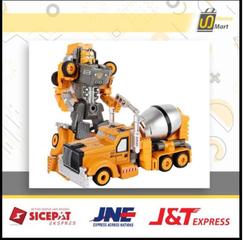 Promo Mainan Anak Mobil Robot Kuning Transformer Truk Semen Action ...